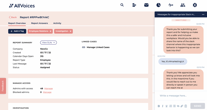 Investigations Management Tool | AllVoices